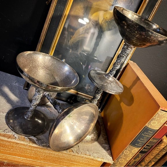 Dining | Vintage Silverplate Chalice Goblet With Twisted Grapevine Stem ...